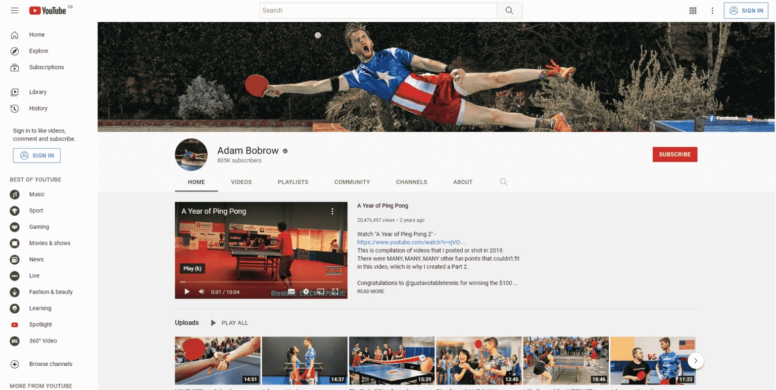 Best YouTube Channels To Learn Table Tennis | PingPongRuler